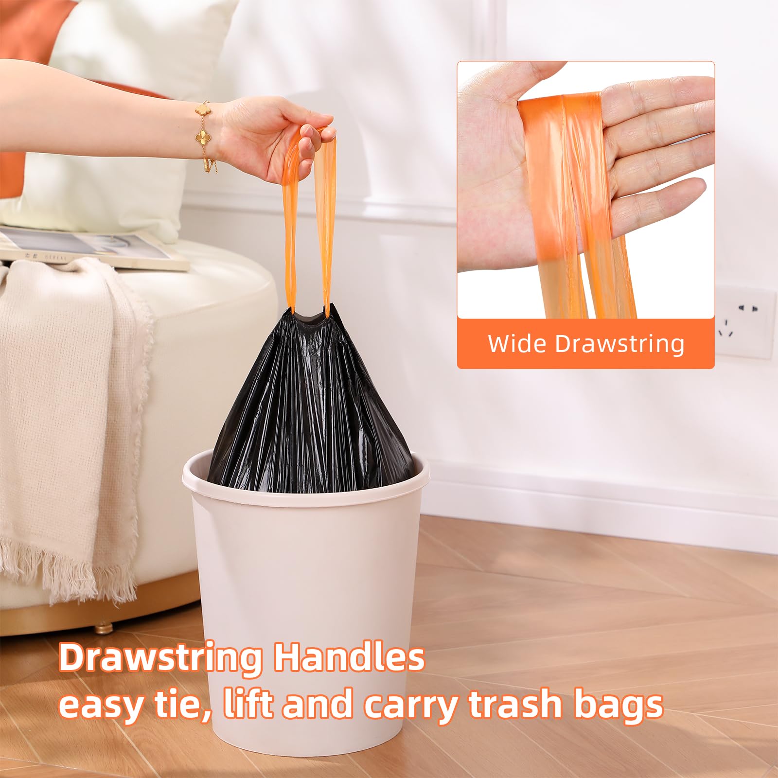 Snapklik.com : Funest Trash Bags, 4 Gallon Small Drawstring Garbage ...