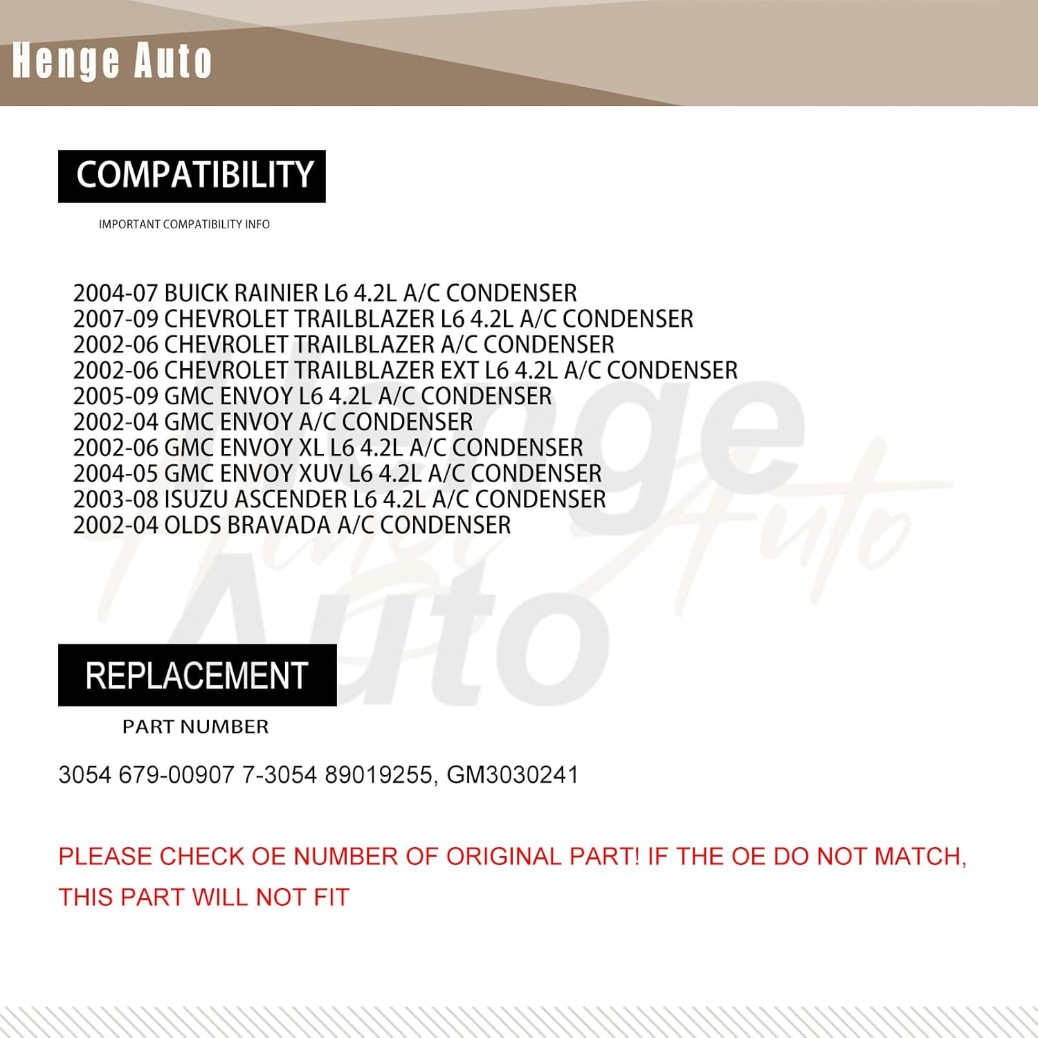 Condensador AC Aire acondicionado compatible con Chevy Trailblazer GMC ...