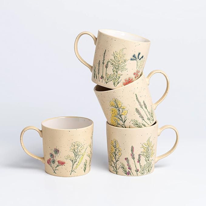 Amazon.com: TERESA'S TEASET Ceramic Coffee Mugs Set of 4, 12.5 oz Tea ...