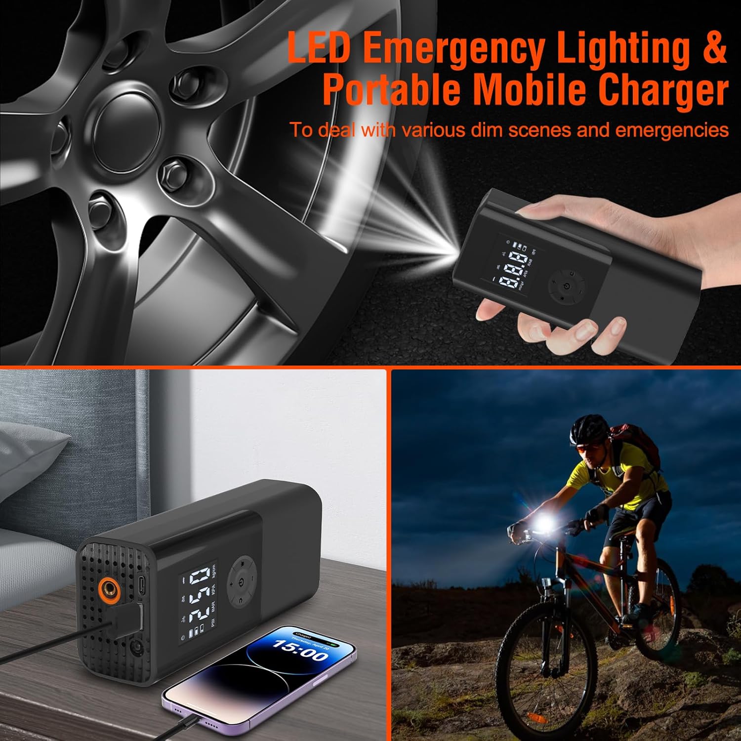 AOKBON Mini Portable Air Compressor 150 PSI 6000mAh Rechargeable ...