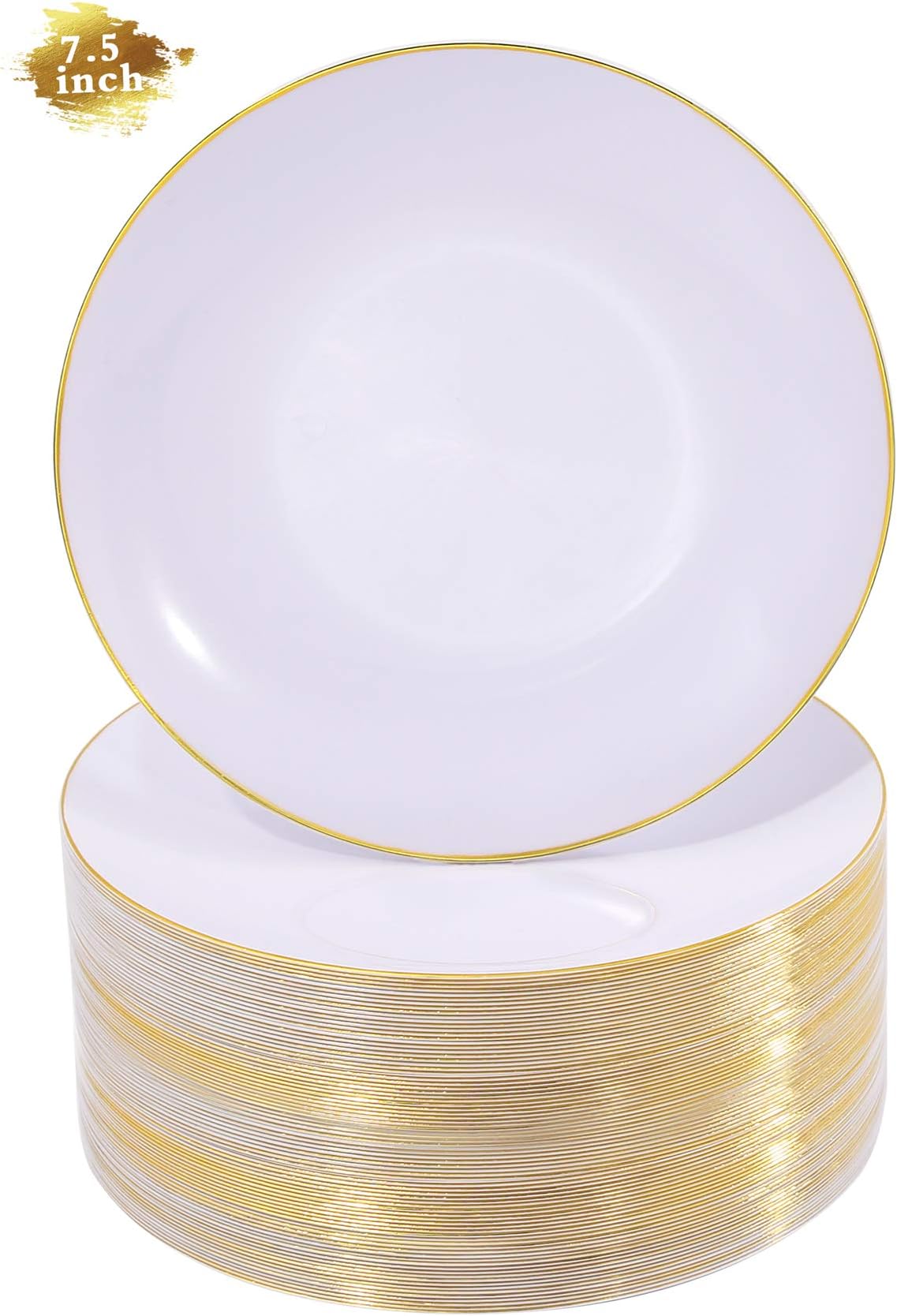 Amazon.com: Munfix 100 Gold Plastic Plates Set, 10.25 Inch Plastic ...