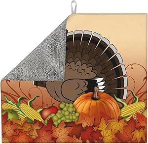 Amazon.com: LCVEBGJ Thanksgiving Turkey Dish Drying Mat, 18" x 16 ...