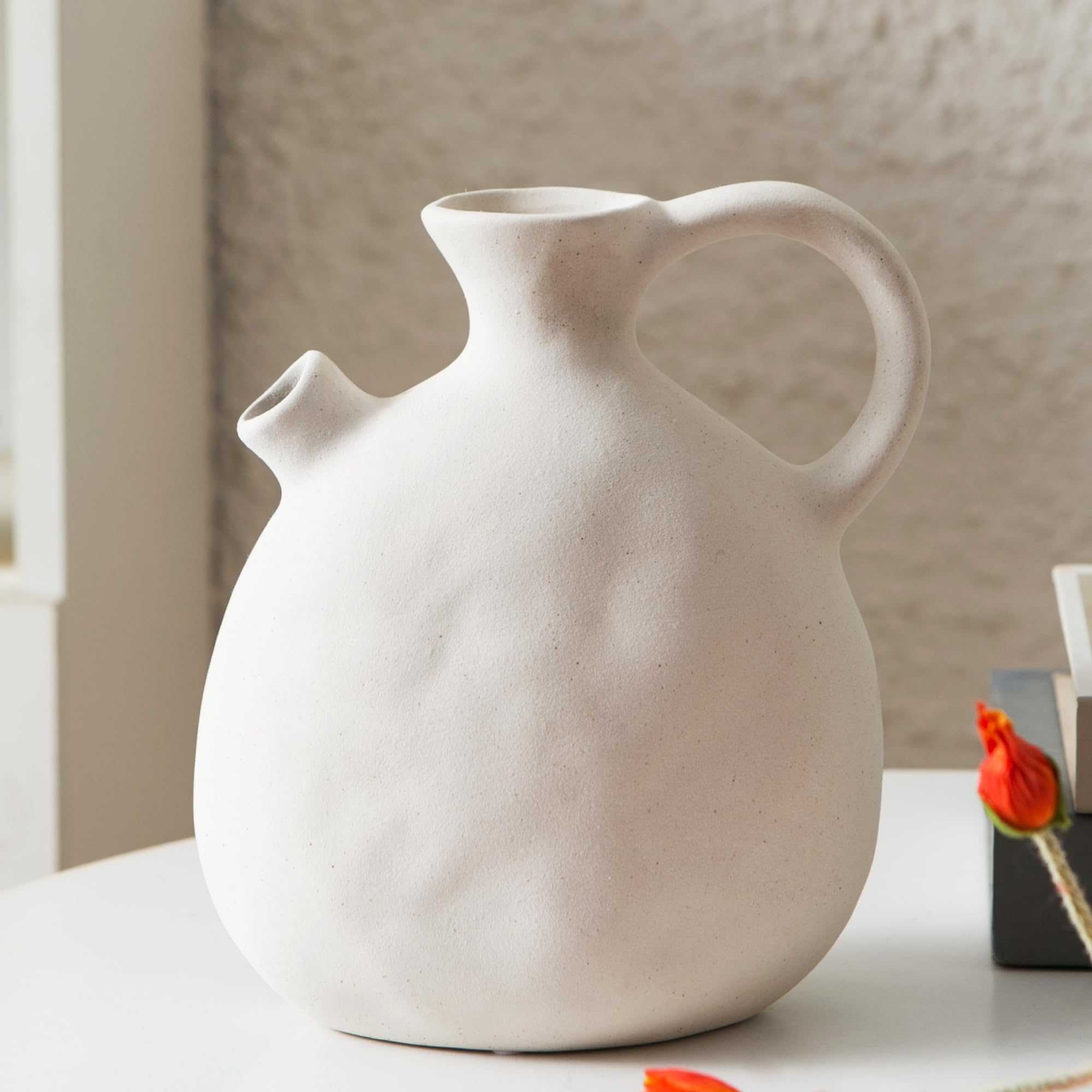 Amazon.com: Rustic White Ceramic Vase for Home Decor, Antique Farmhouse ...