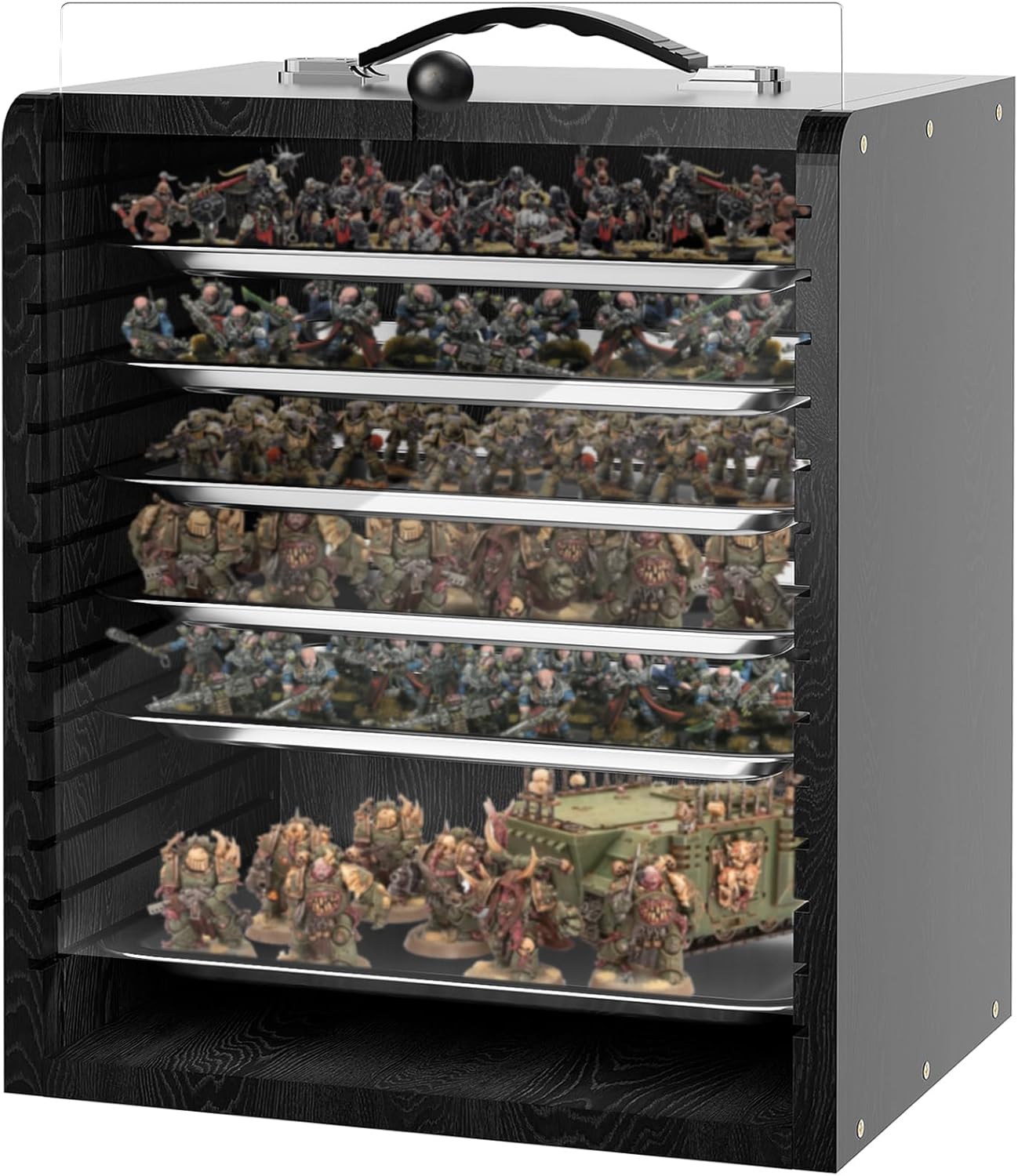 IPEB Miniature Carrying Case with 6 Trays Wooden Miniature Display Case ...