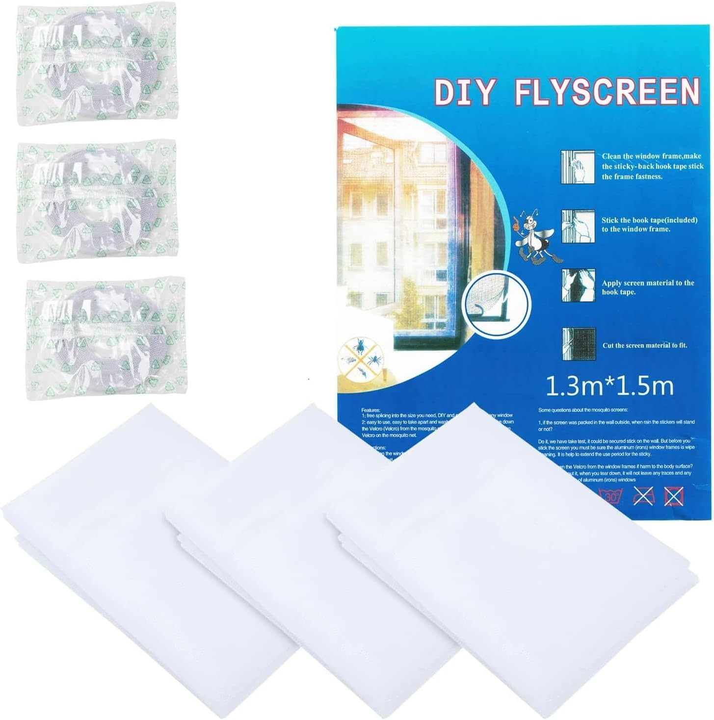 Cymax Fly Screen Mosquito Net for Window,3 Pack Fine Mesh Insect ...