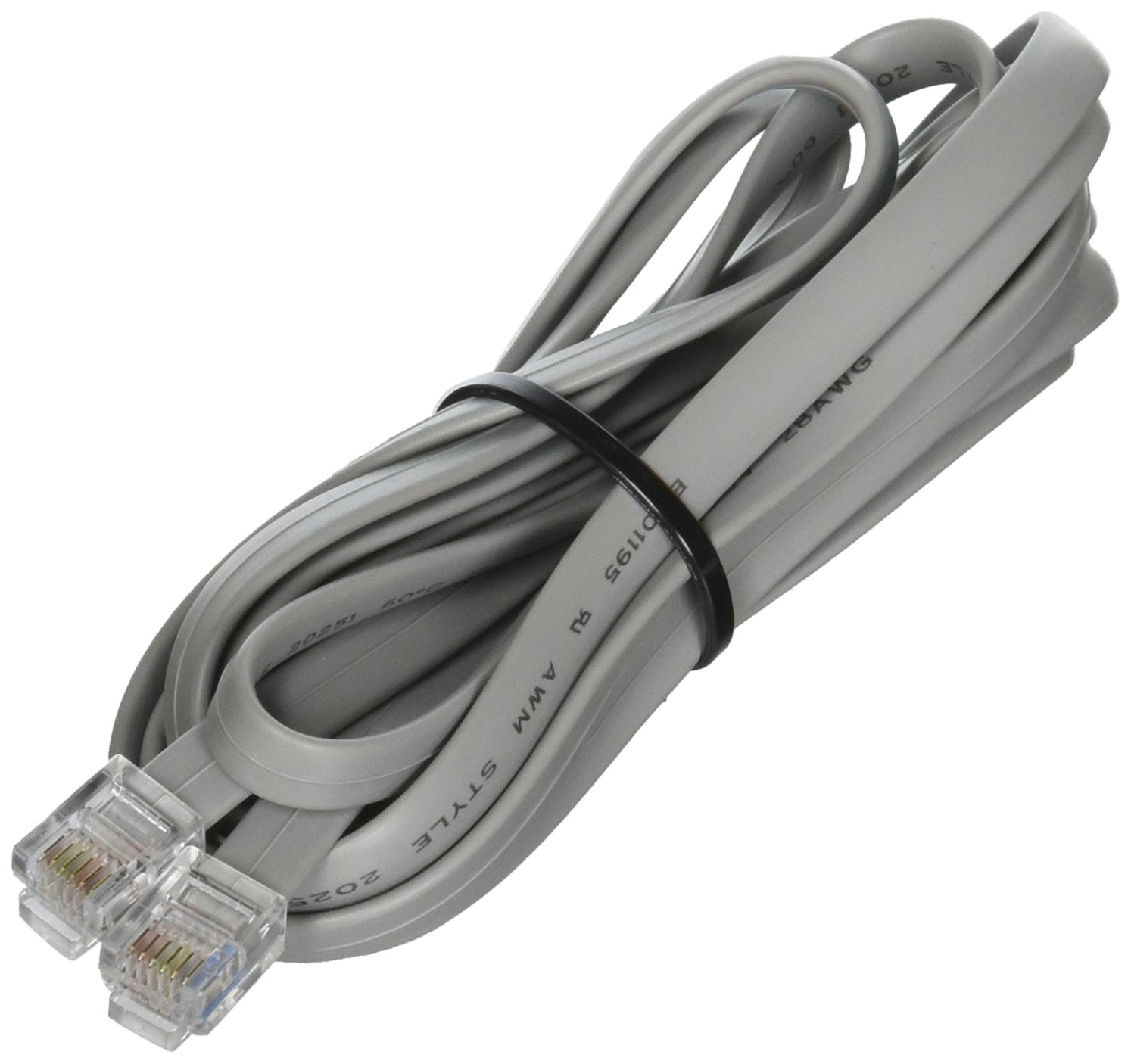 RJ11 6P6C Modular Flat Phone Cable, Silver, 7 Feet by Ziotek : Amazon ...