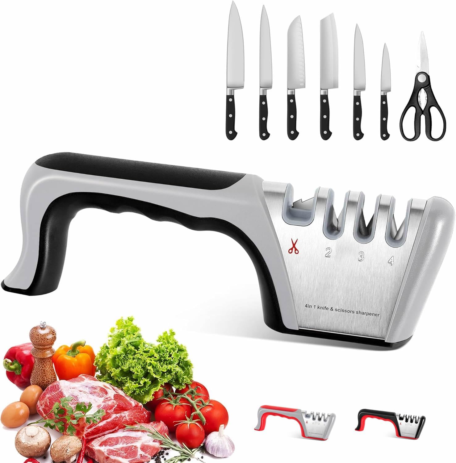 WUFANC Knife Sharpener Professional Knife Sharpener with 4 Levels ...