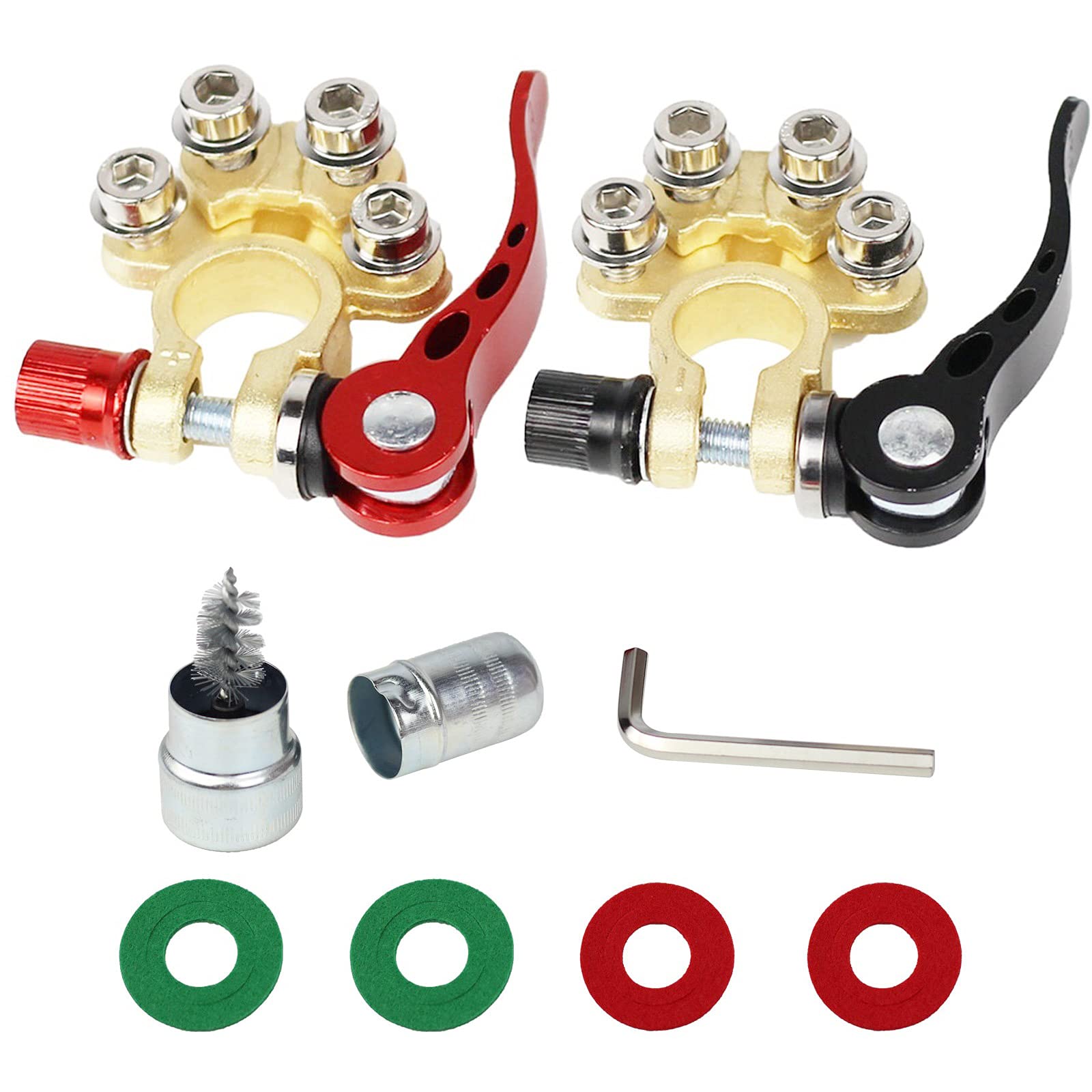 Buy gradora Battery Terminal Connectors 4 Way Positive Negative Quick ...