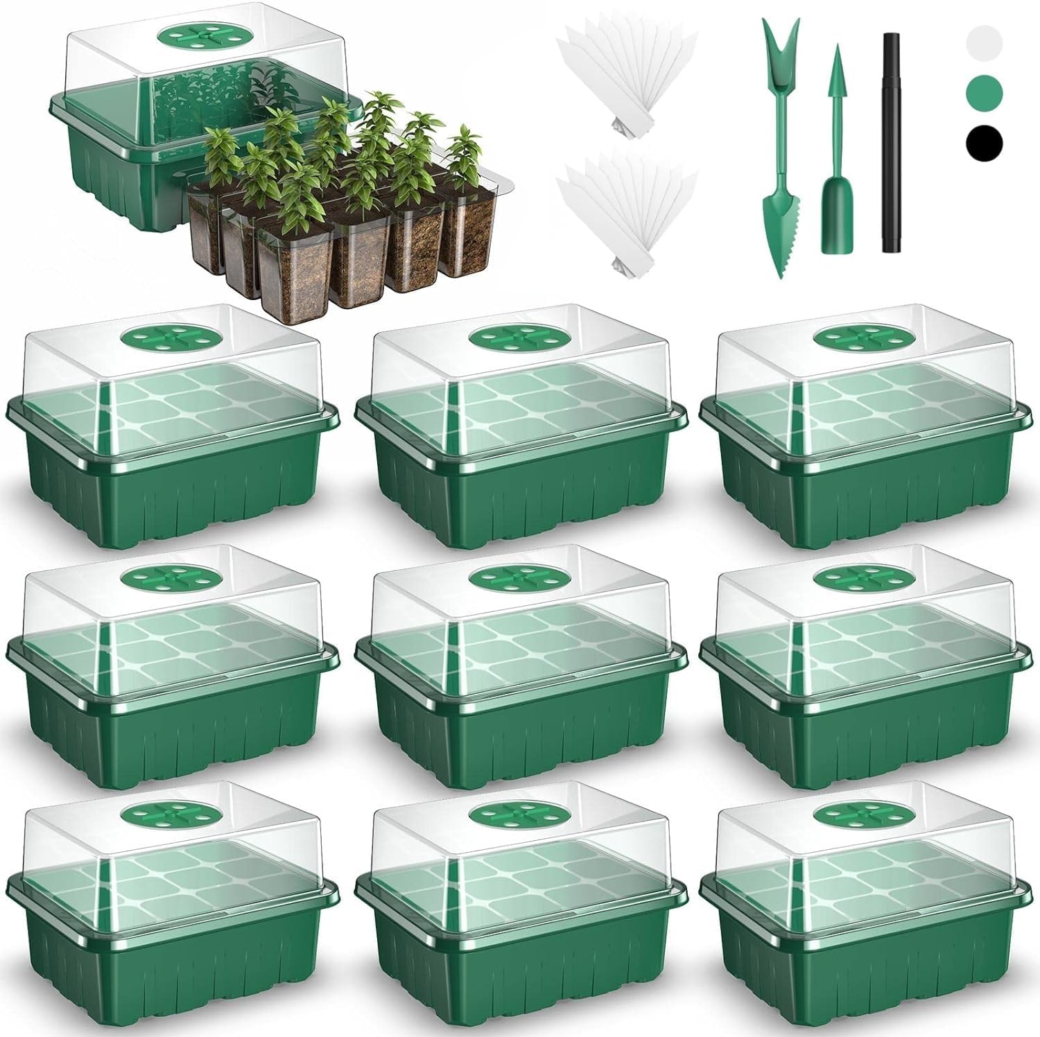Amazon.com : 10 Pack 120 Cells Seed Starter Trays with Ventilation ...