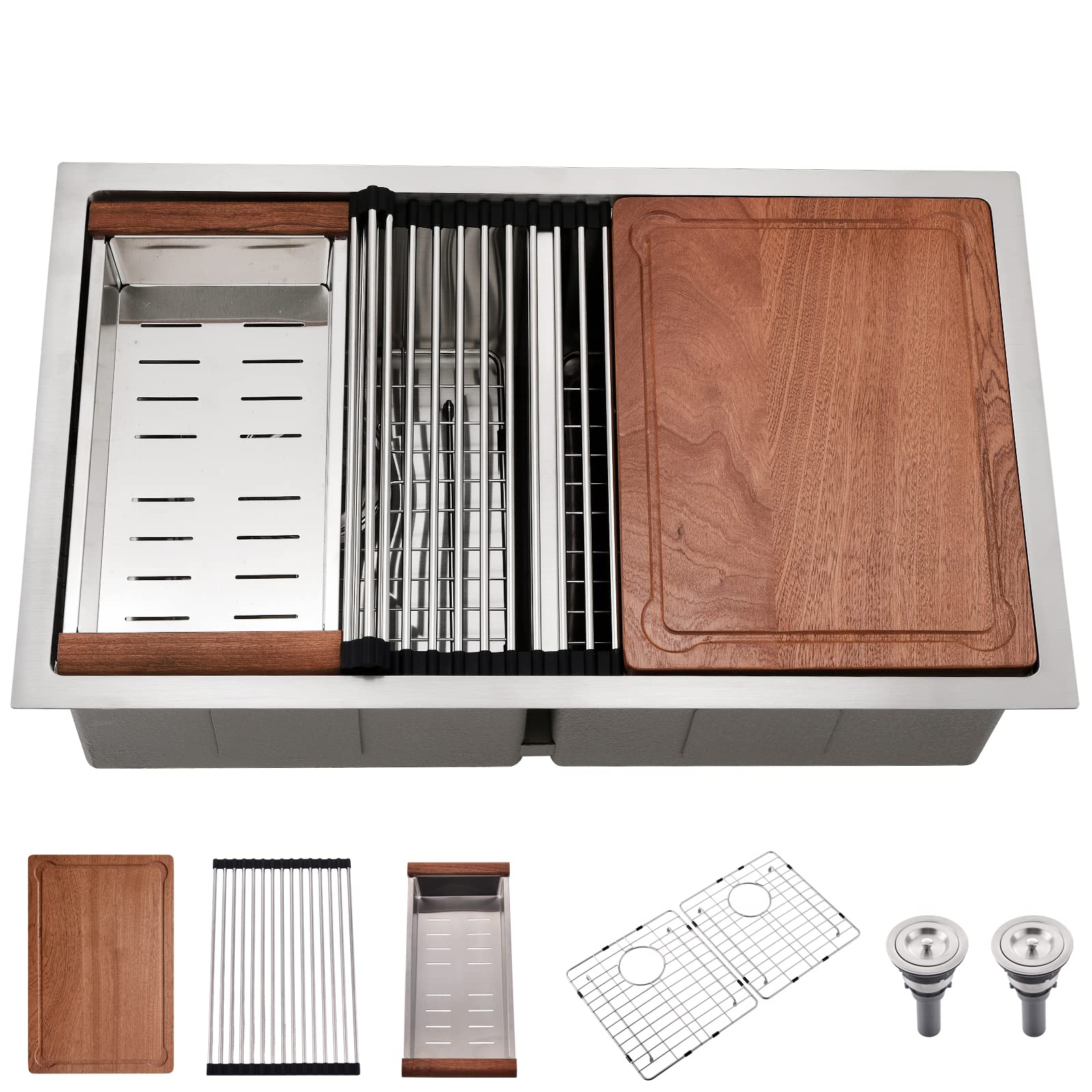 Buy 30 Inch Kitchen Sink Double Stainless Steel-HACHENL 30"×18" Under ...