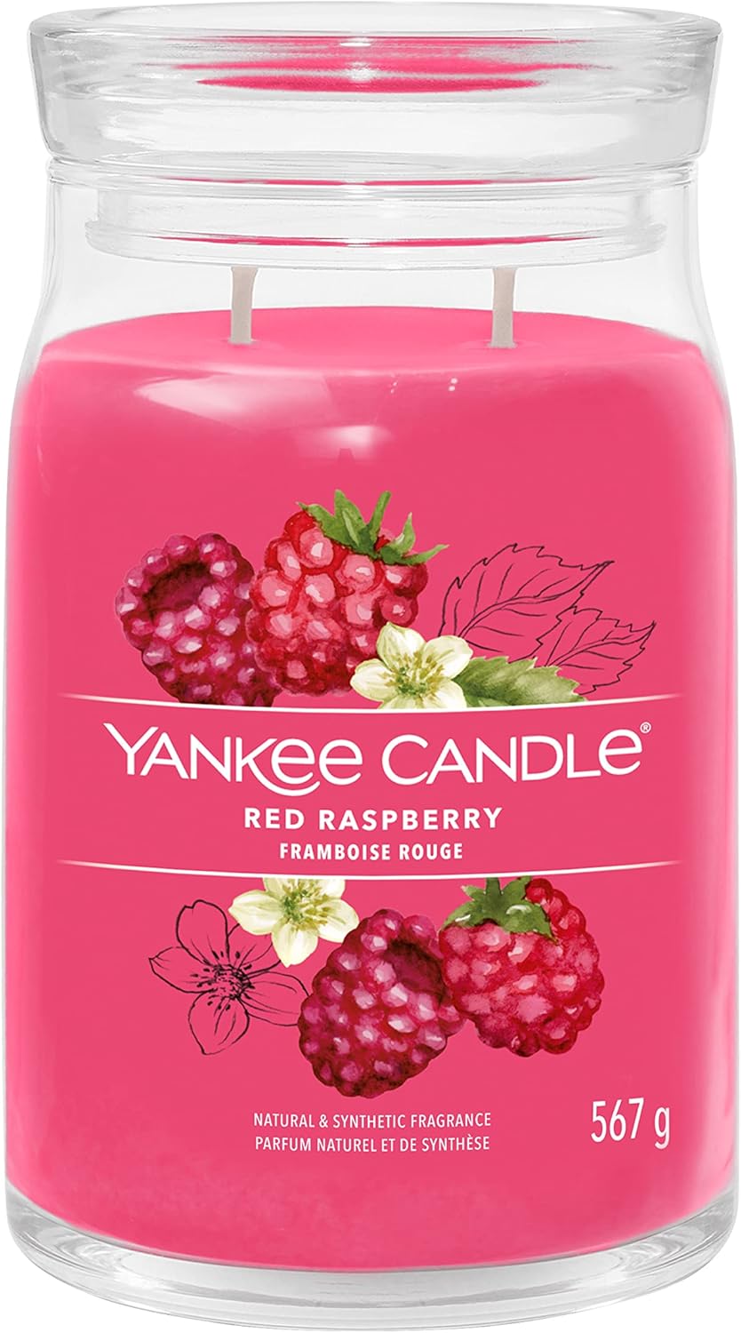 Yankee Candle Signature Scented Candle | Red Raspberry Large Jar Candle ...