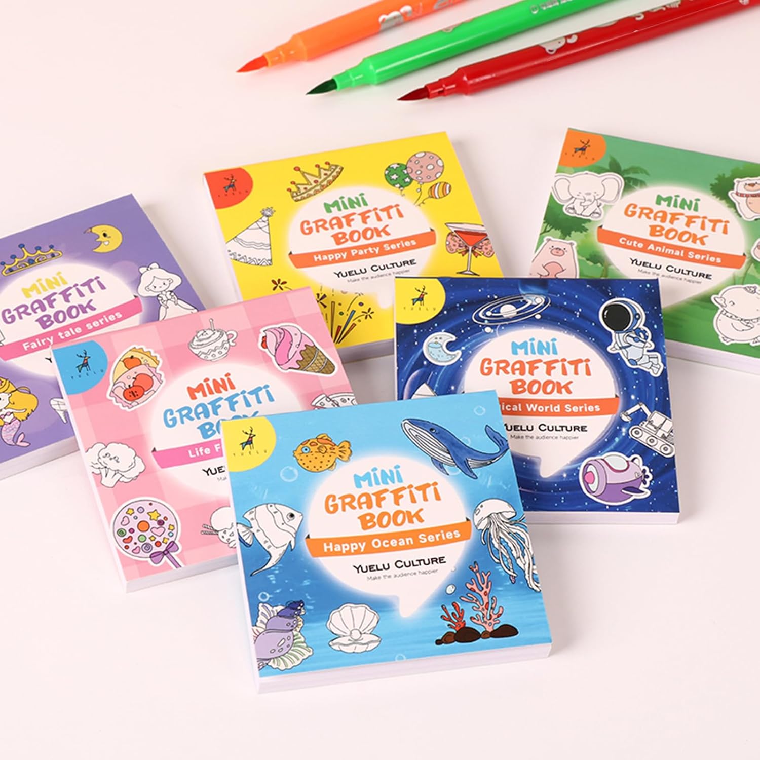 Amazon.com: 6-Pack Mini Coloring Books Pocket Size for Kids, 3x3 Inches ...