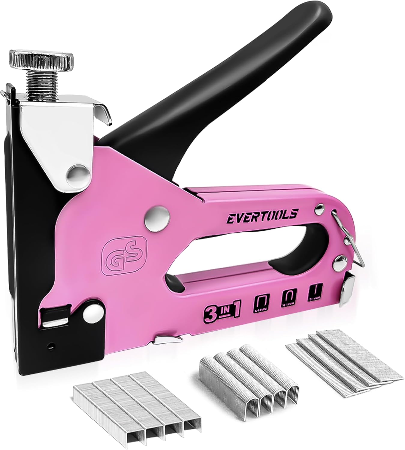 Amazon.com : EVERTOOLS 3 in 1 Staple Gun, Women Pink Manual Stapler ...