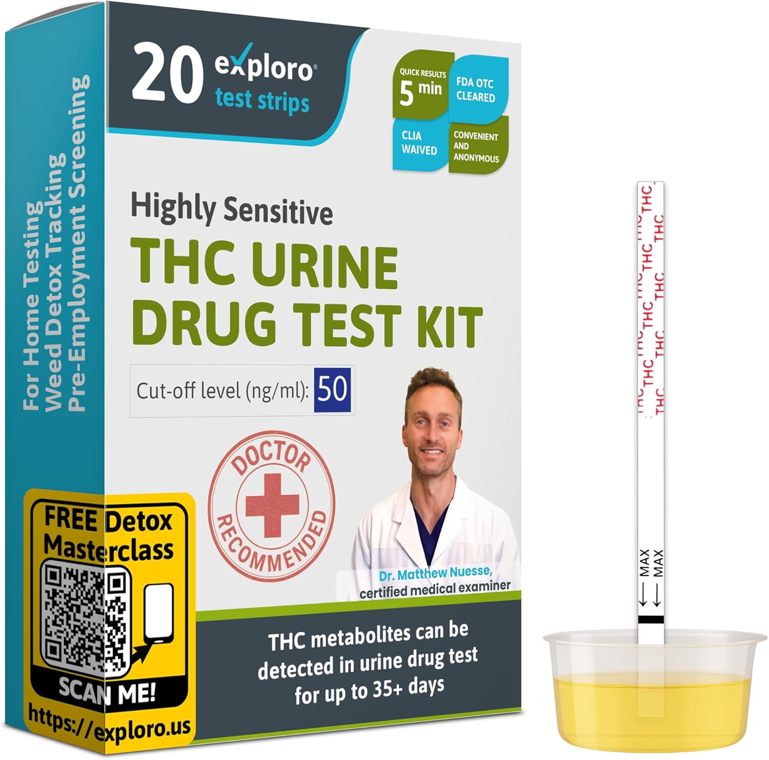 Amazon.com: Exploro Highly Sensitive Marijuana Drug Test Kit, THC Drug ...