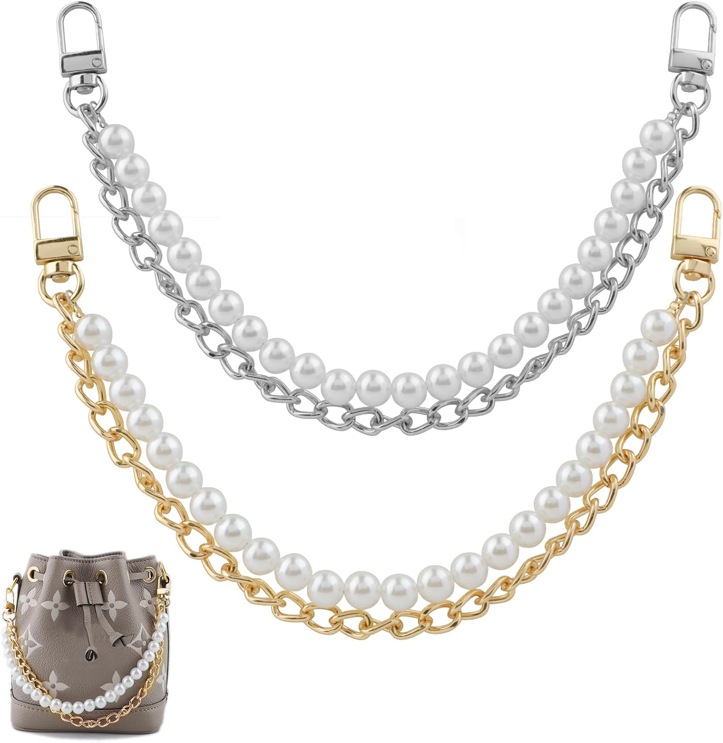 Amazon.com: Purse Extender Chain,2 Pcs Bag Extender Chain,Pearl Bag ...