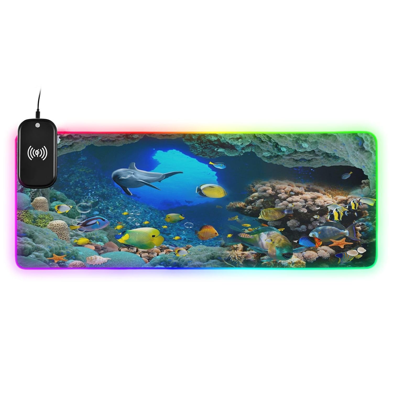 Sea Ocean Fishes Gaming Mouse Pad Led Mousepads RGB Backlit with 14 ...