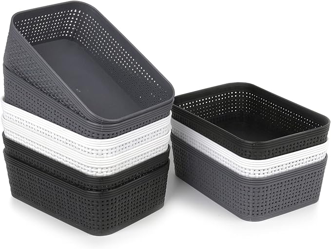 Amazon.com: DEAYOU 9 Pack Plastic Storage Basket, 10.6" x 7" x 5.5 ...