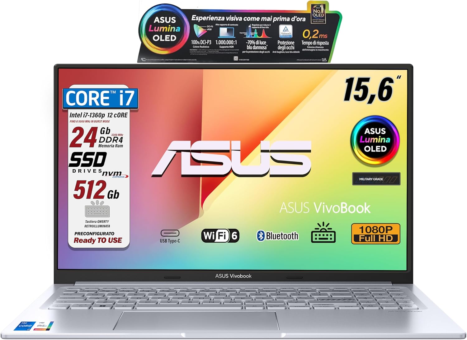 ASUS Notebok Vivobook OLED Display 15.6" 1920X1080, Intel Core I7-1360P ...