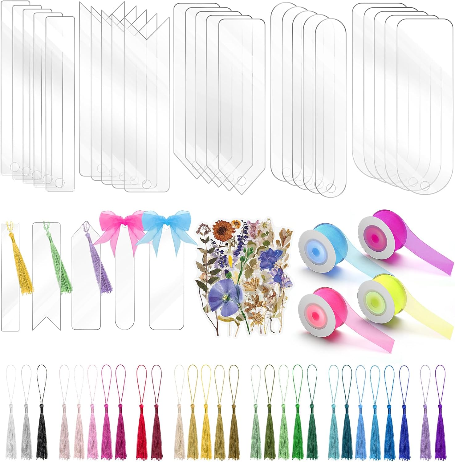 Amazon.com: Pletpet DIY Bookmark Set - 50+75PCS Acrylic Bookmarks, 5 ...