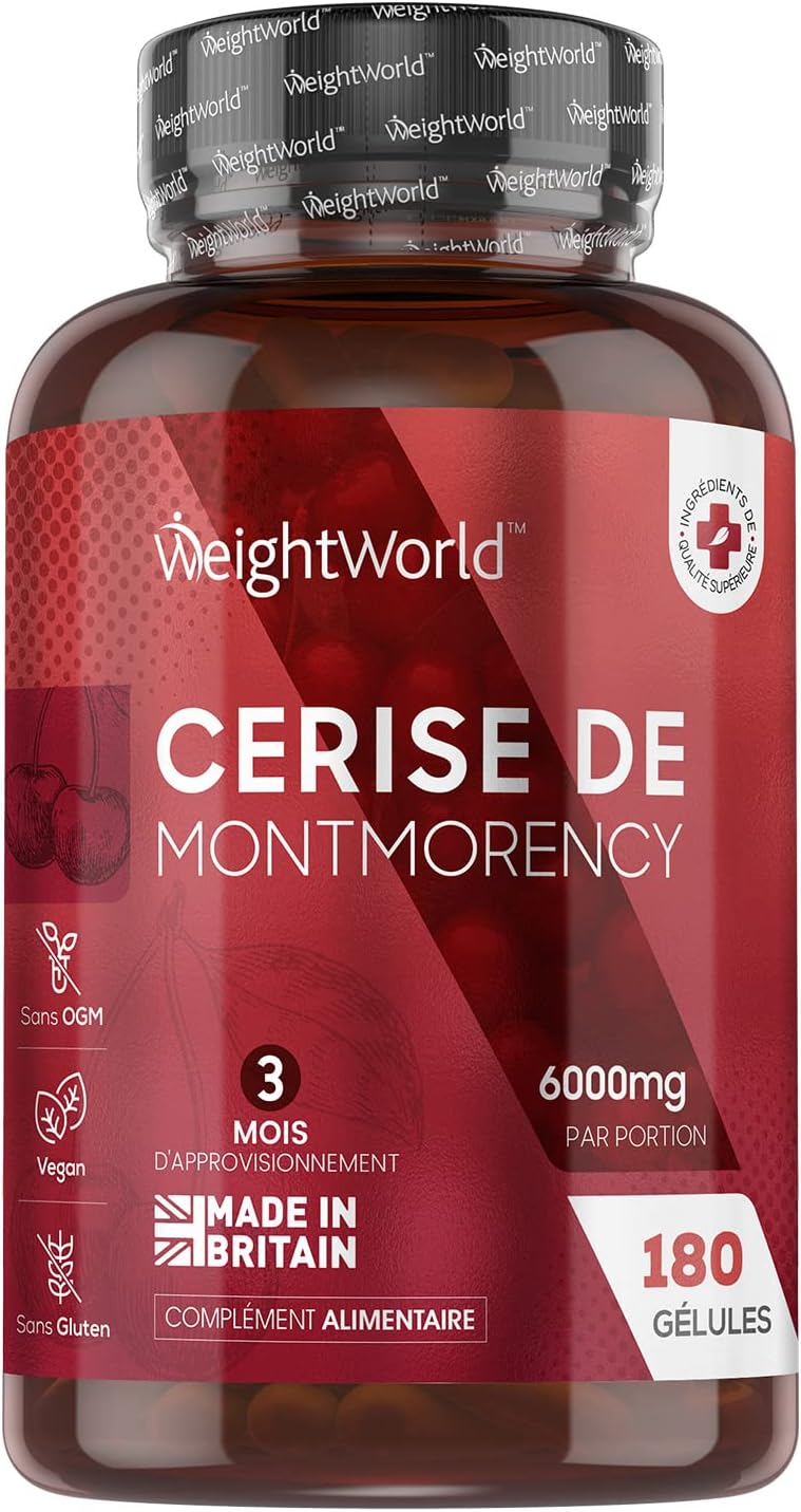 Cerise de Montmorency 6000mg par Jour (Extrait Puissant 50:1) - 180 ...