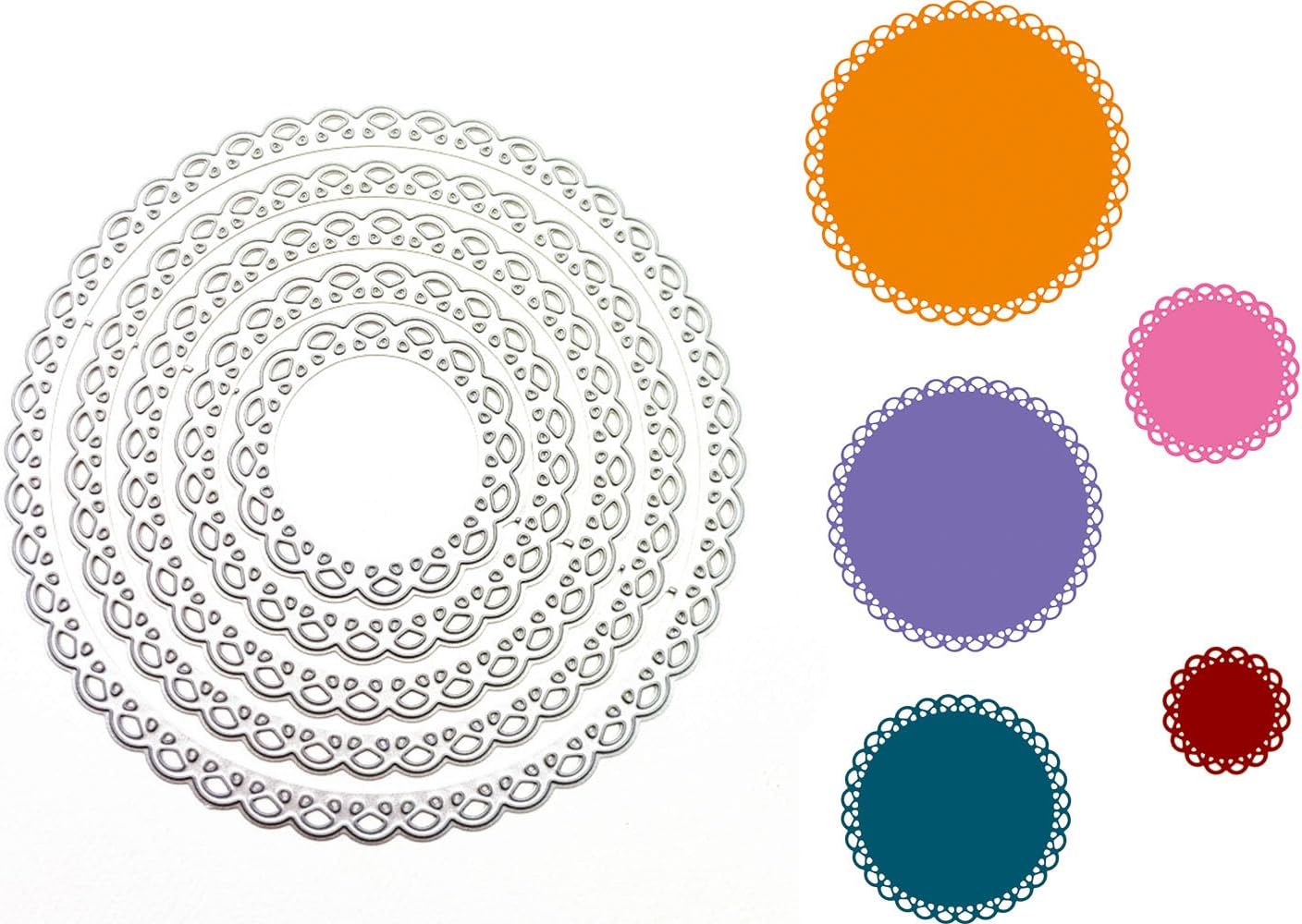 Amazon.com : Lace Round Circle Cutting Dies,5 Pcs Round Frame Die Cuts ...