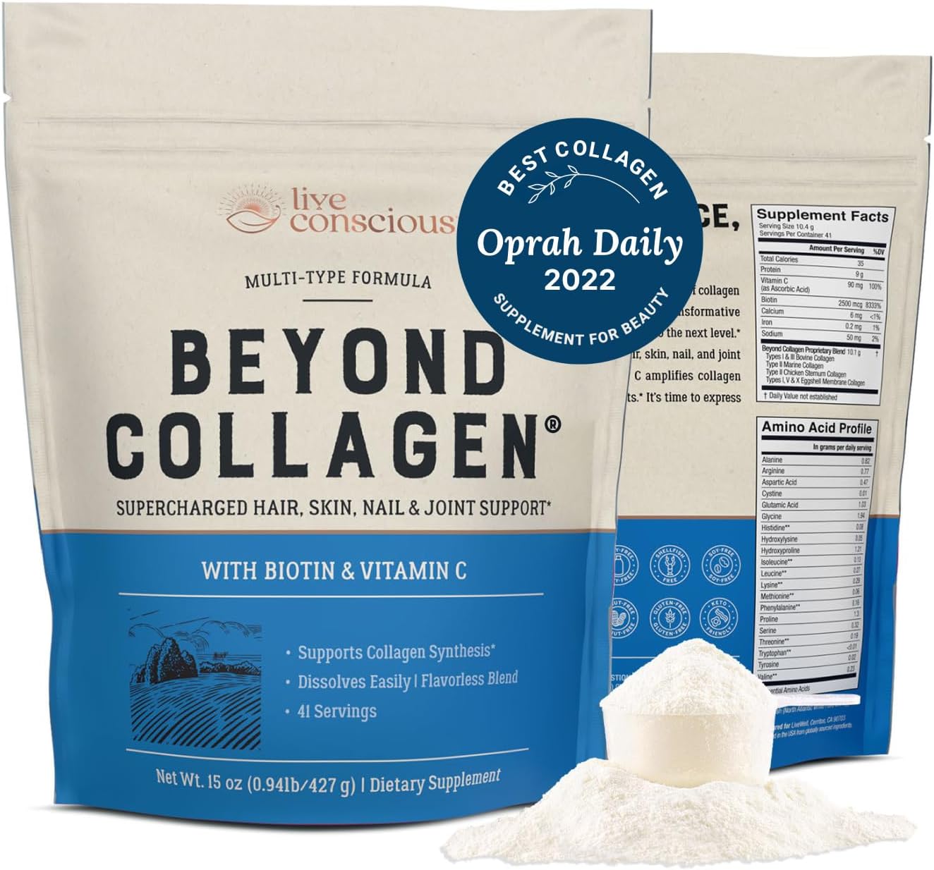 Amazon.com: Collagen Peptides Powder 20g with Hyaluronic Acid & Biotin ...