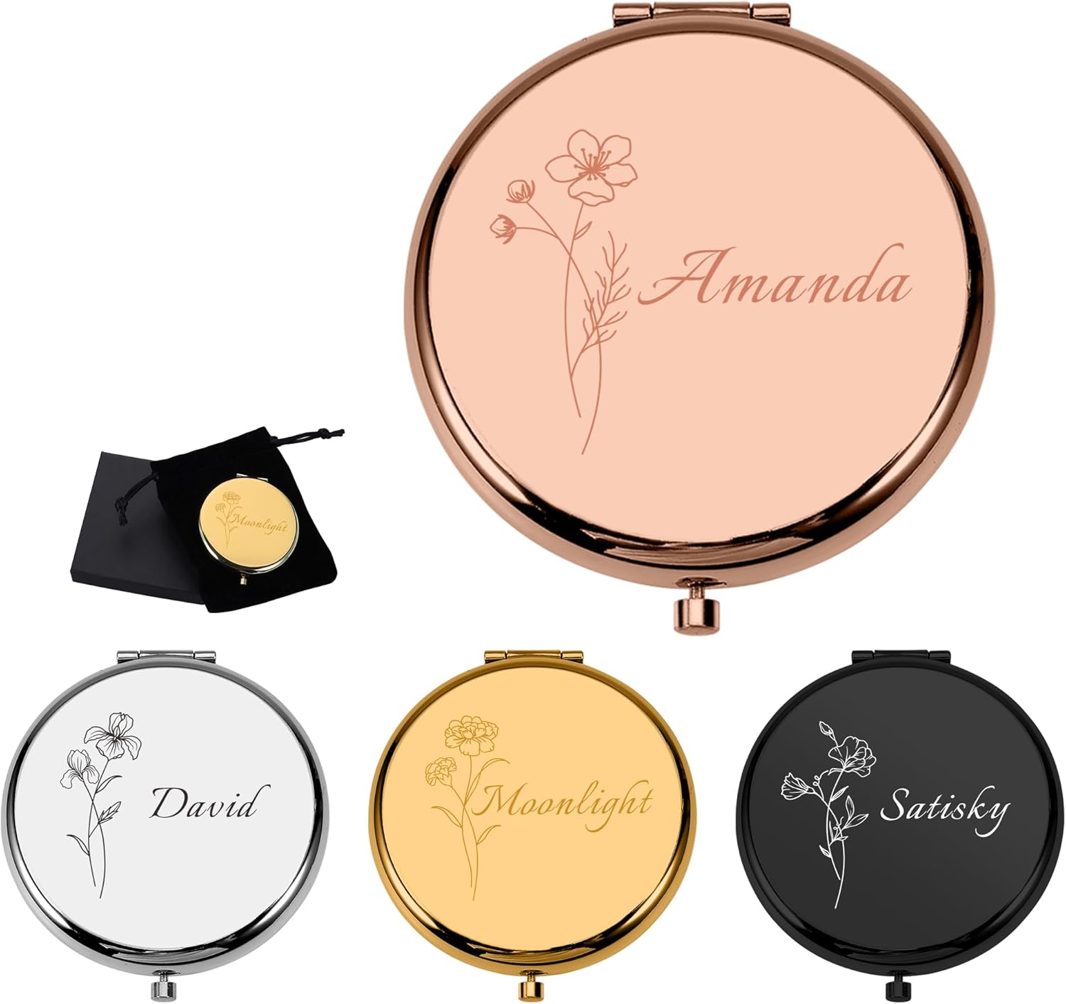 Amazon.com: Personalized Compact Mirror Gifts for Women,Custom Birth ...