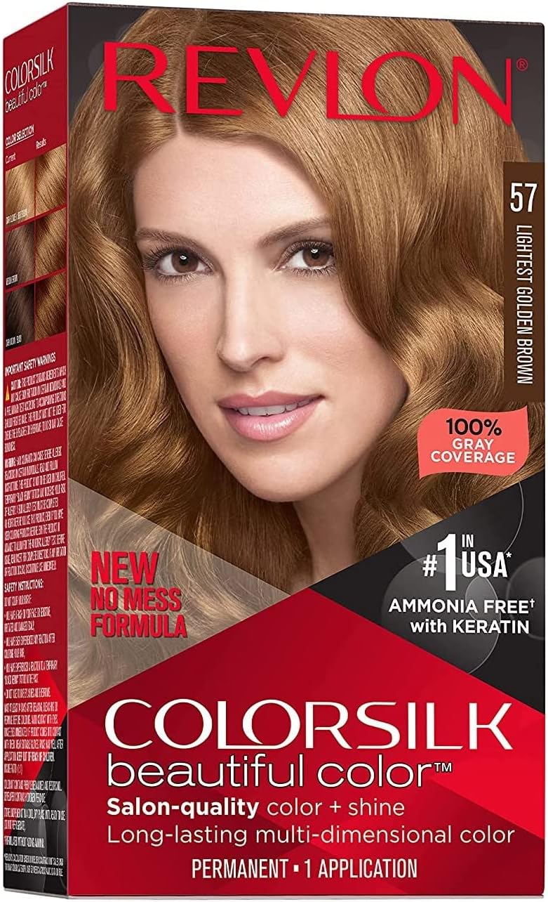 Amazon.com : Revlon ColorSilk Beautiful Color Permanent Hair Color, 57 ...