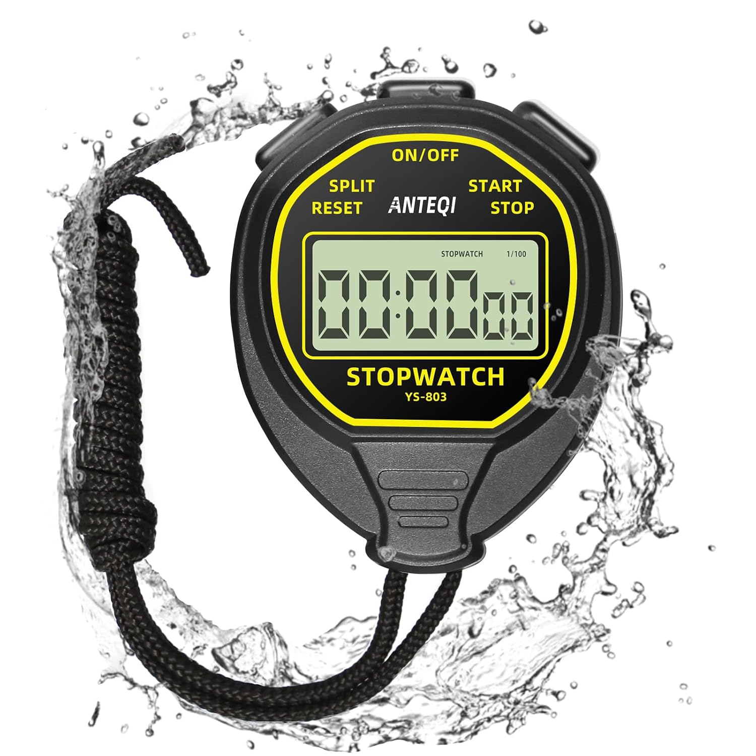 Waterproof Digital Stopwatch Timer, ANTEQI Large Display Simple Silent ...