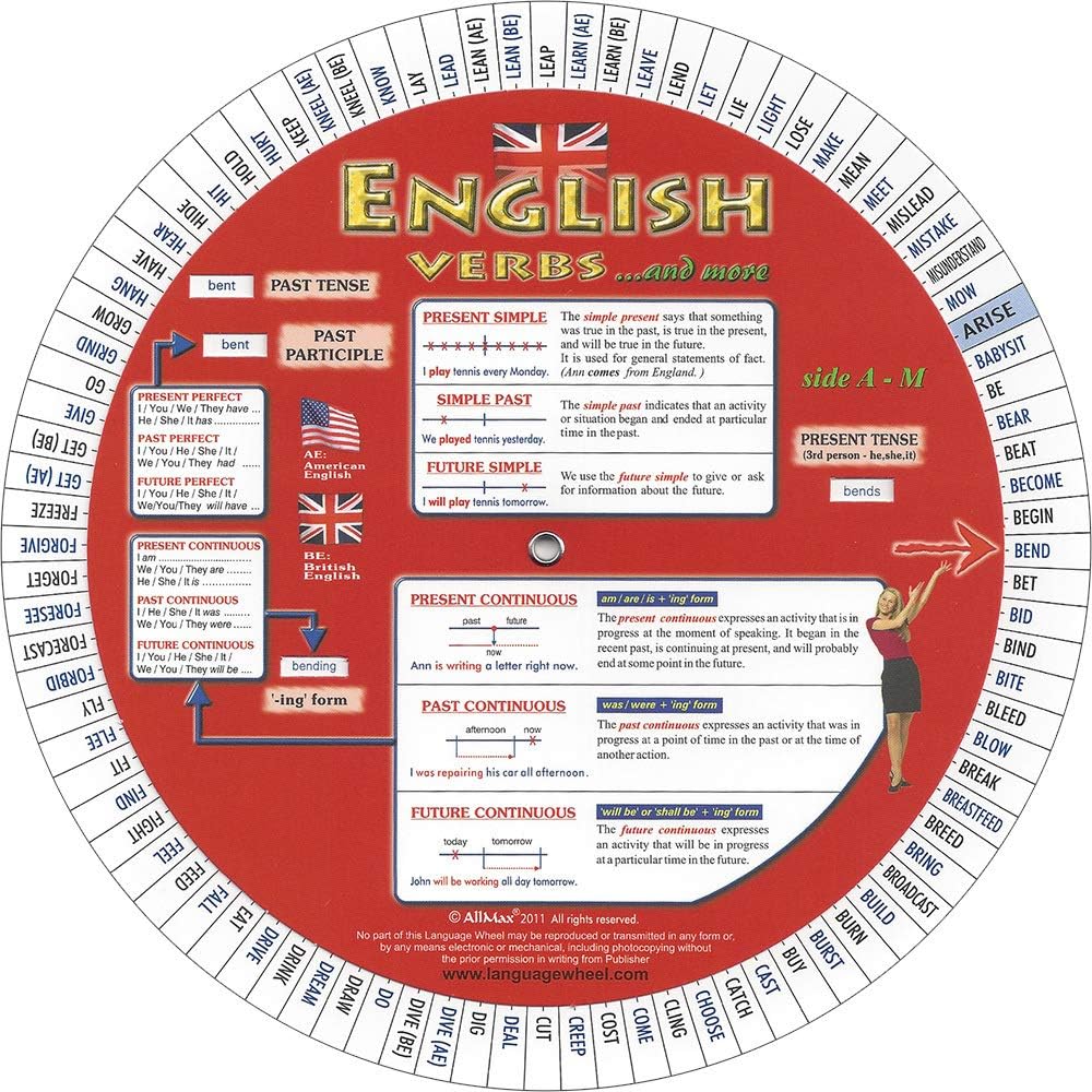 Amazon.com: English Verbs Wheel : Collectif, RDL Publishing: Everything ...