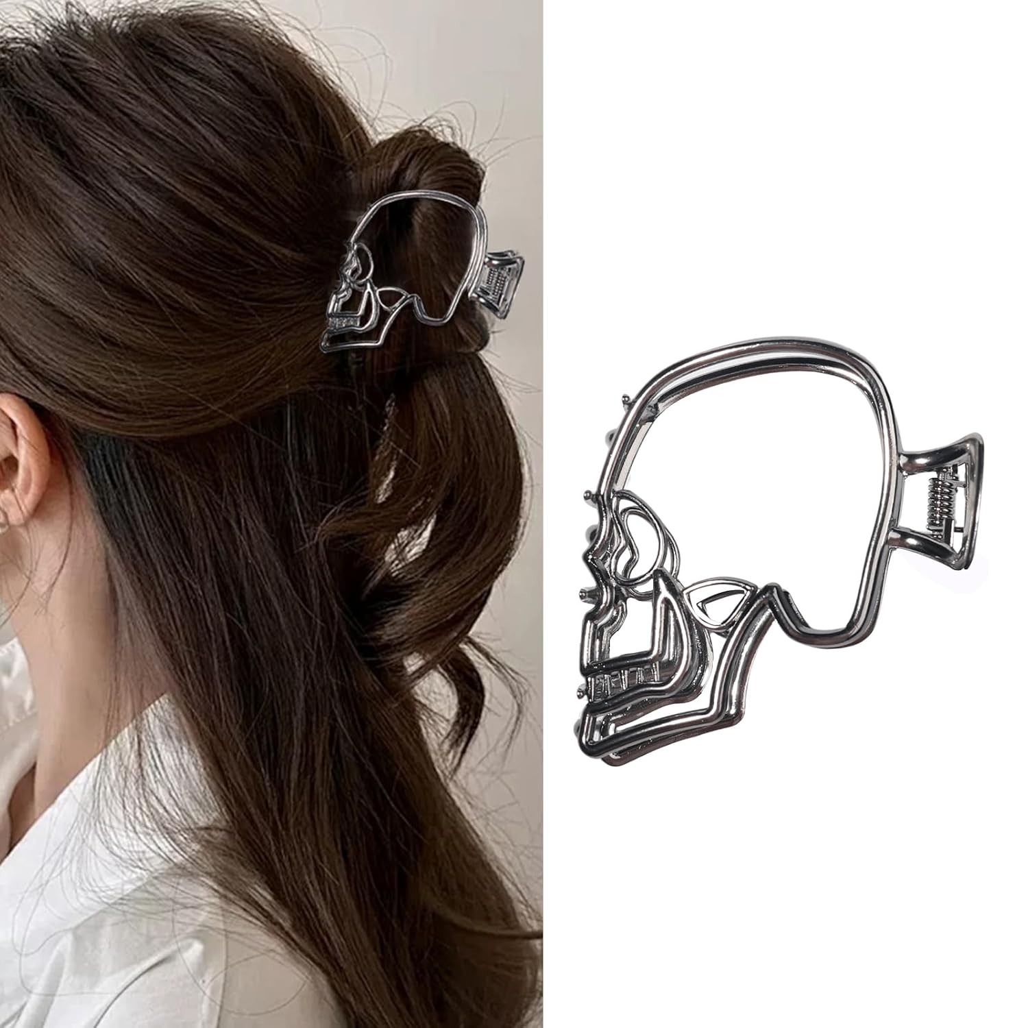 Amazon.com : Hair Clips Skull Claw Clips Metal Black Claw Clips Skull ...