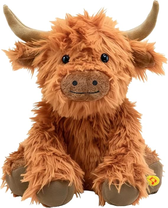 Amazon.com: SOLPOBEI Music Highland Cow Stuffed Animal with Sound, Farm ...
