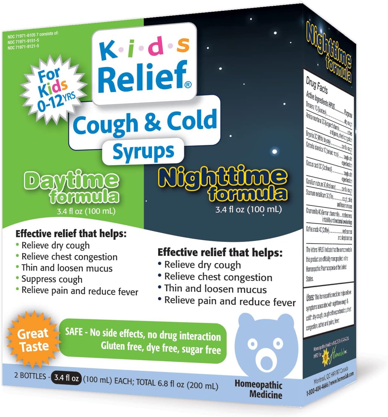 Amazon.com: Kids Relief Cough & Cold Syrup Combo Daytime & Nightime ...