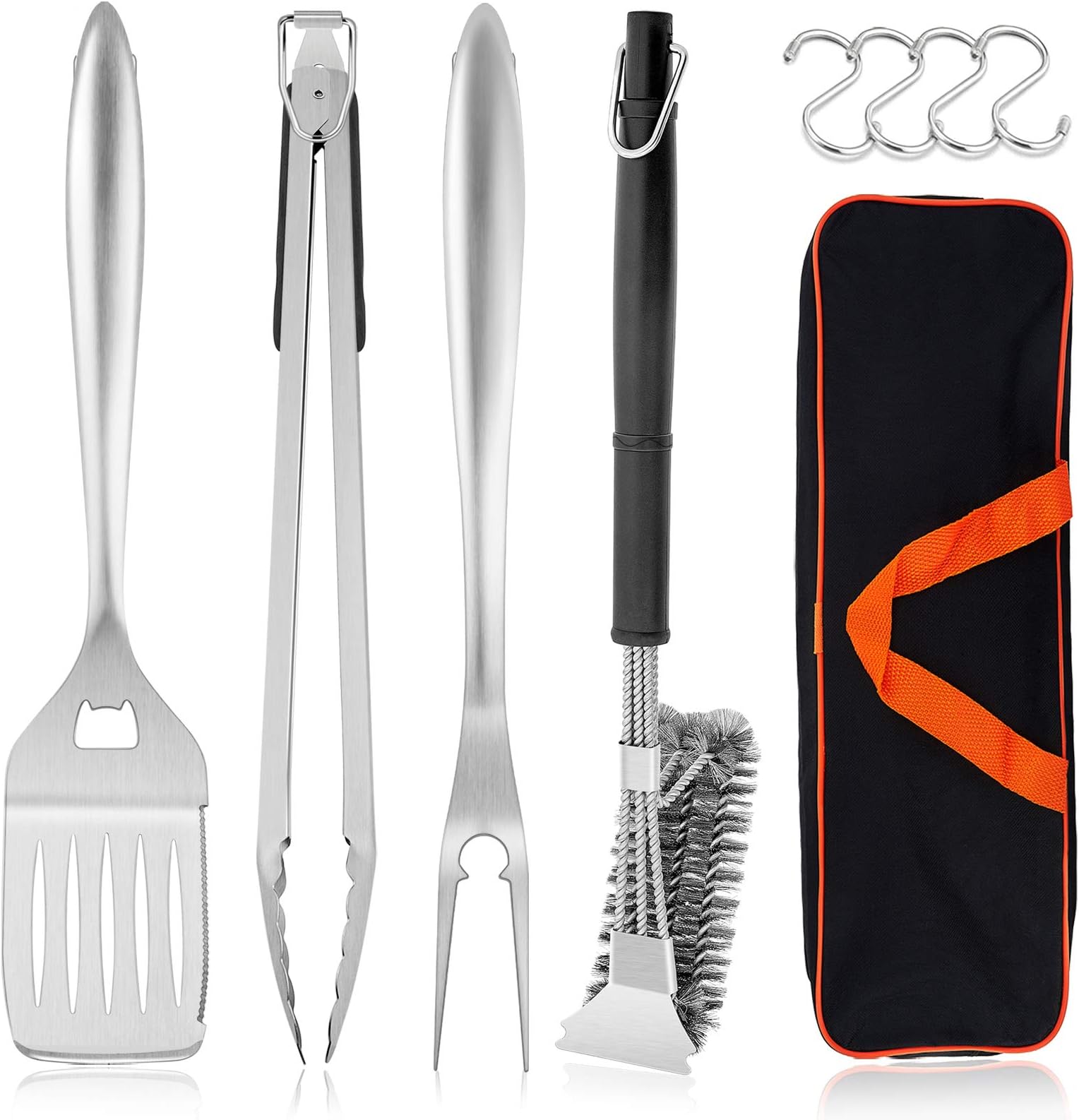 Amazon.com : HaSteeL Grilling Utensil Set 18in, Stainless Steel BBQ ...