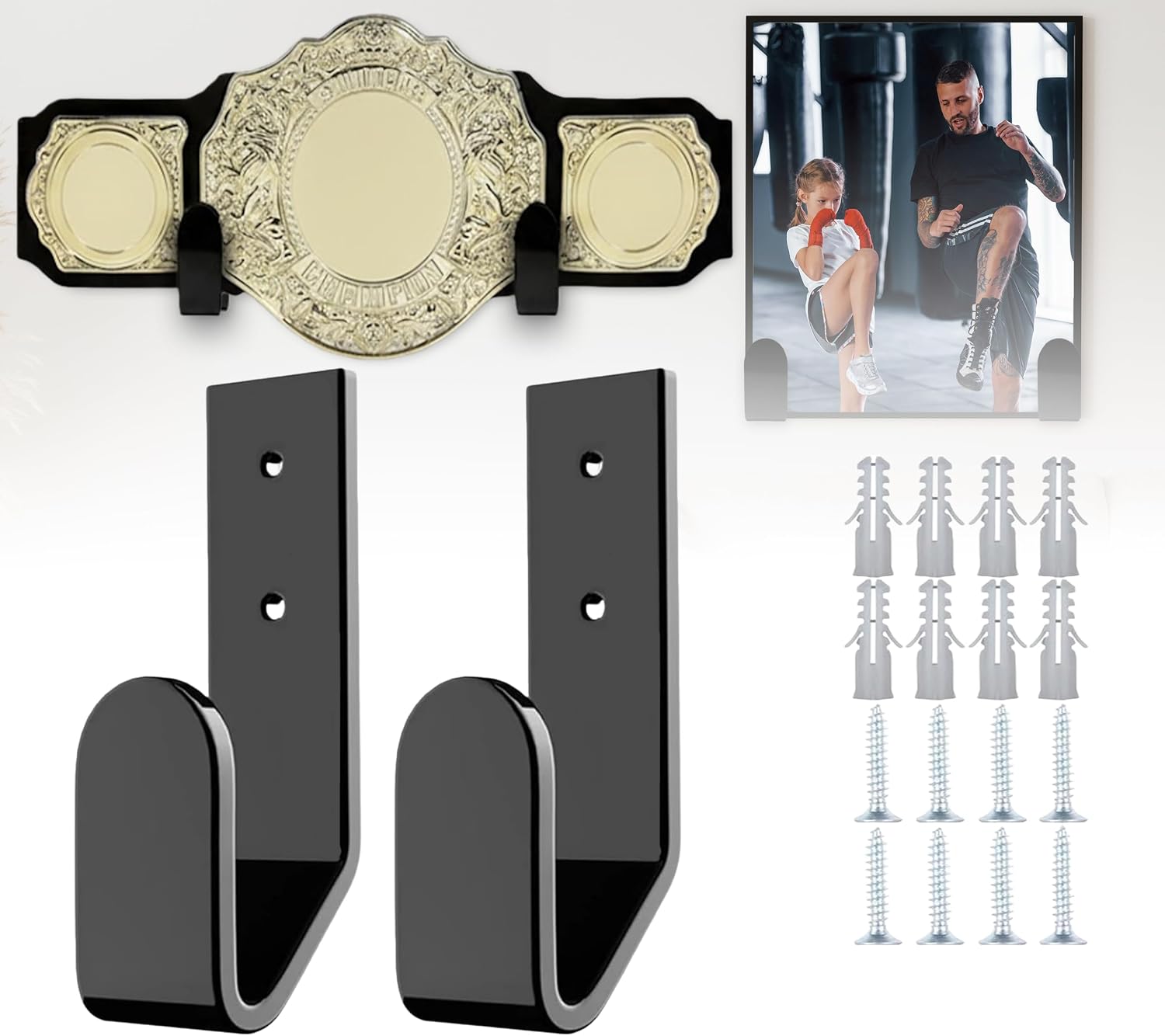 Amazon.com : Corztg 2Pcs Wrestling Championship Belt Wall Mount Display ...