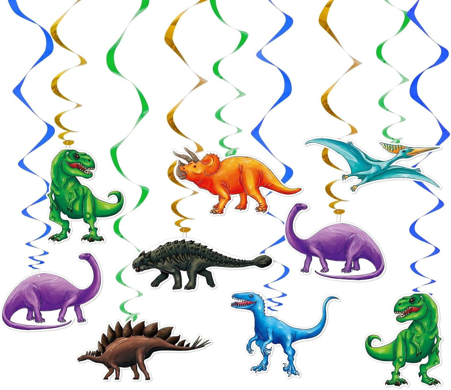 WERNNSAI Dinosaur Hanging Swirls - 21PCS Dinosaur Party Decorations for ...