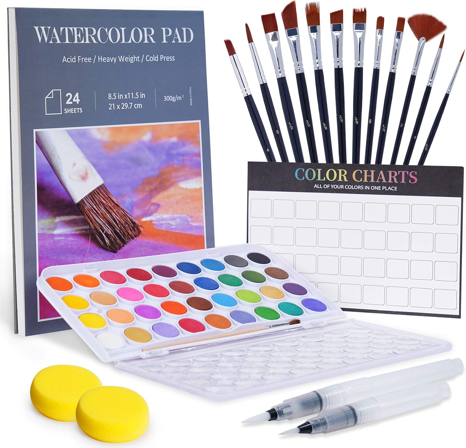 Amazon.com: Tiny Castle 55 PCS Watercolor Paint Set, 36 Paint & 1 ...
