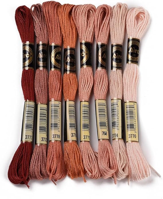 Amazon.com: CABODYALS 8 Skeins 6 Strands Dark Red Embroidery Floss ...