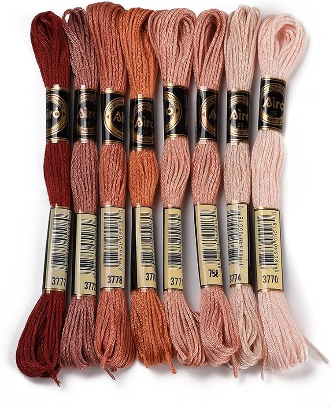 Amazon.com: CABODYALS 8 Skeins 6 Strands Dark Red Embroidery Floss ...