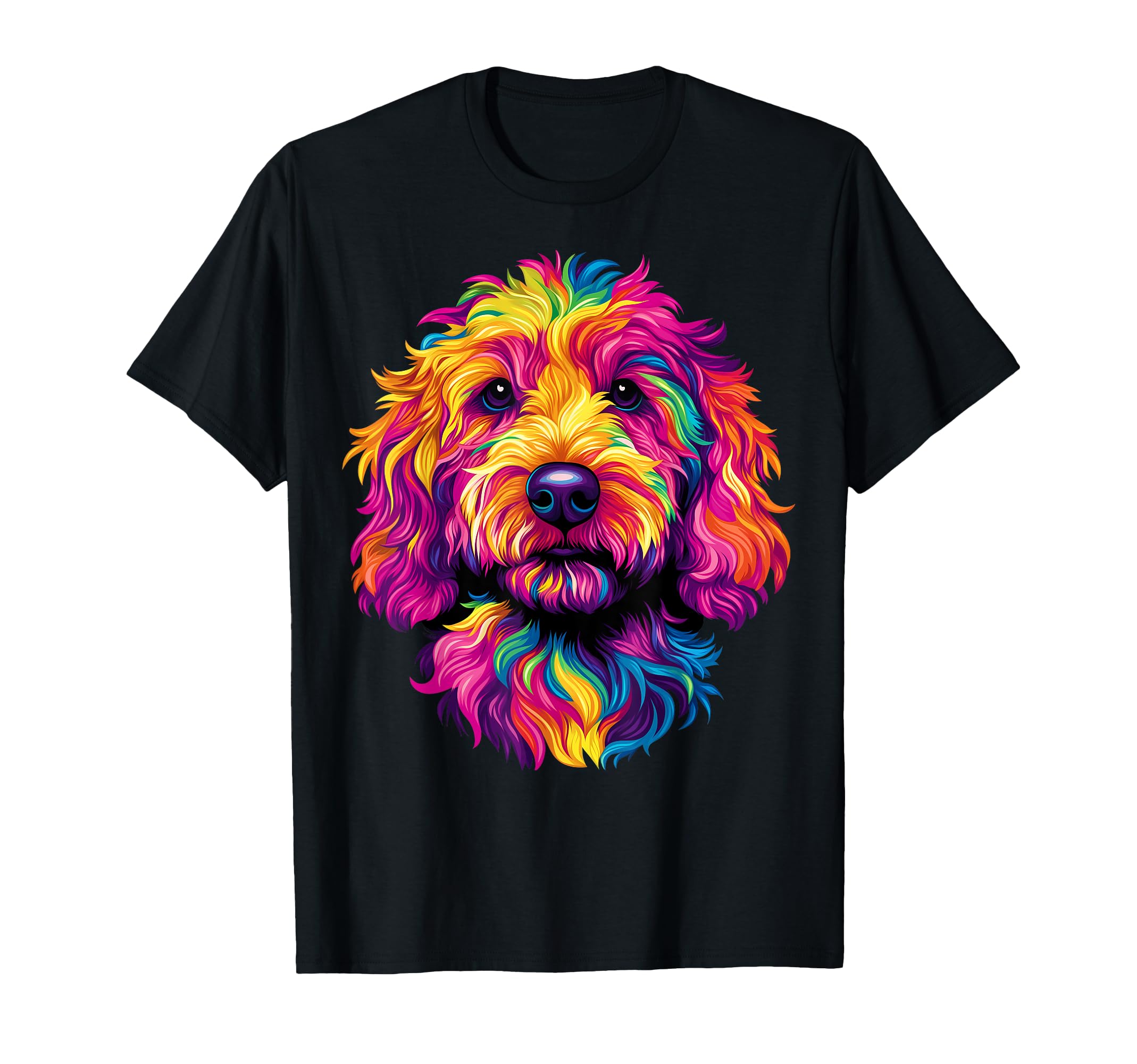 Amazon.com: Colorful Goldendoodle Face Golden Doodle Dog Lover Black T ...