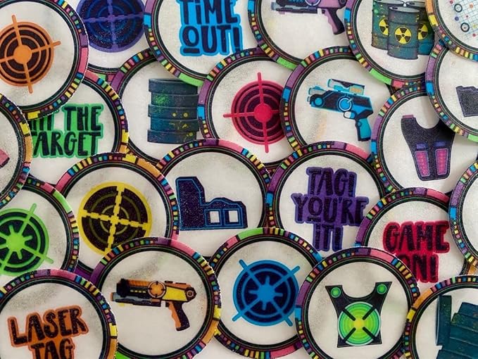 Laser Tag 24 edible PRE CUT style kids childrens party decorations ...