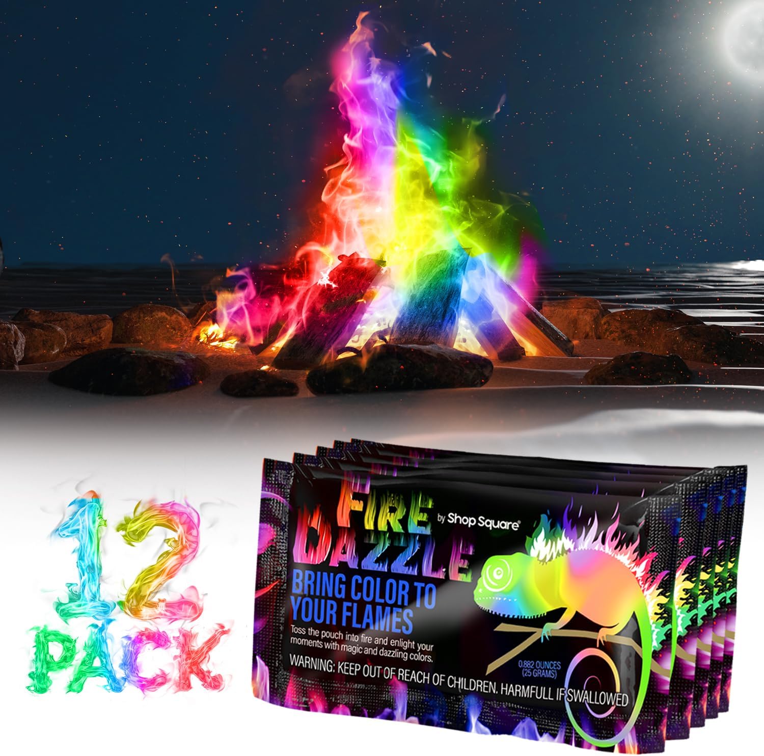 Amazon.com : Fire Dazzle Fire Color Changing Packets for Fire Pit - 12 ...