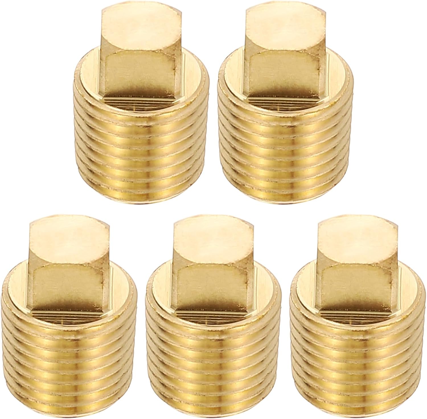 Amazon.com: PATIKIL 1/4" NPT Male Brass Square Plug Fittings, 10Pcs Brass Cored Plug with Square ...