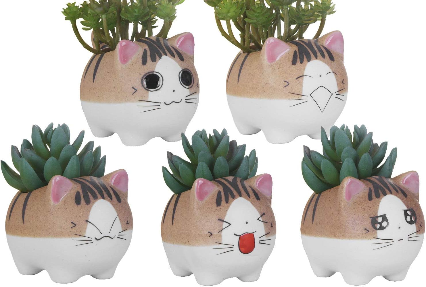 Amazon.com: YINUOWEI Animal Cat Planter, Cute Succulent Pots with ...