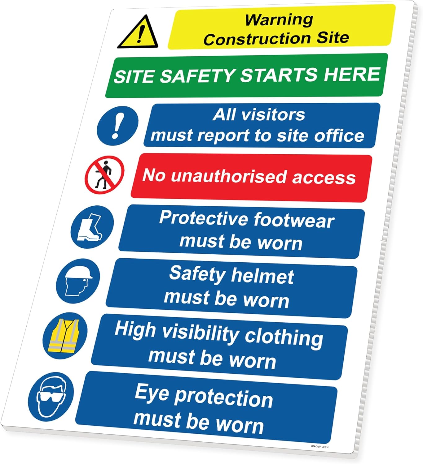 RDLCAR Multi Hazard Site Safety Warning Sign - Notice Board for Safety ...