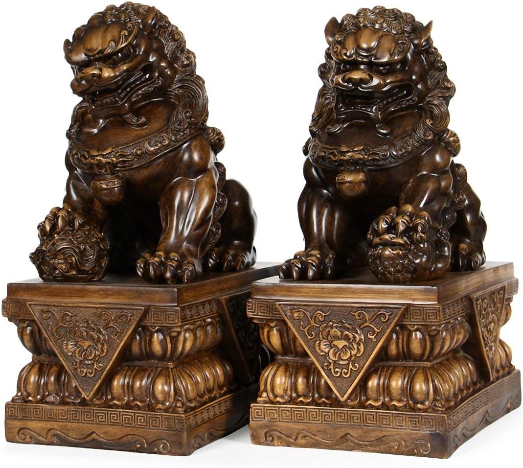 Amazon.com: BOYULL Large Size Wealth Porsperity Pair of Fu Foo Dogs ...
