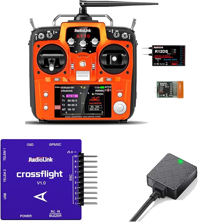 Amazon.com: Radiolink AT10II 12 Channels RC Transmitter and Receiver R12DS, Crossflight Flight ...