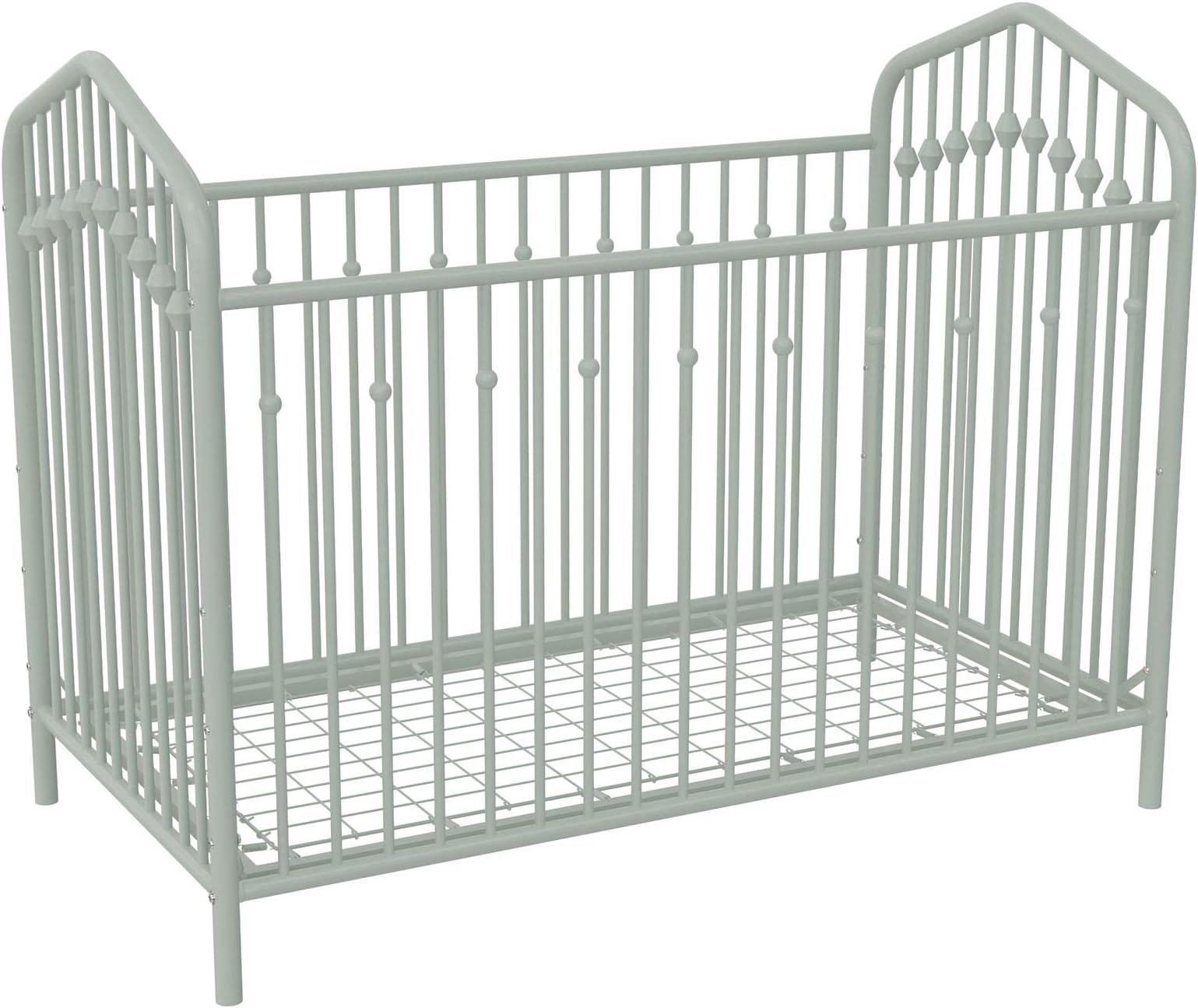 Novogratz Bushwick Metal Crib with Adjustable Mattress Height, Sage ...