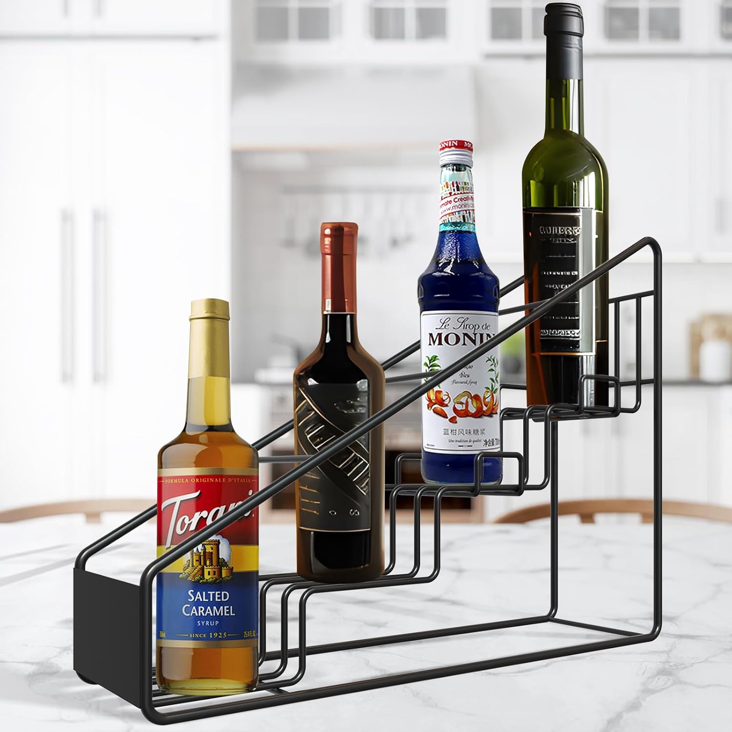 Amazon.com: Gyykzz Coffee Syrup Rack Organizer, 4 Wire Compartments ...