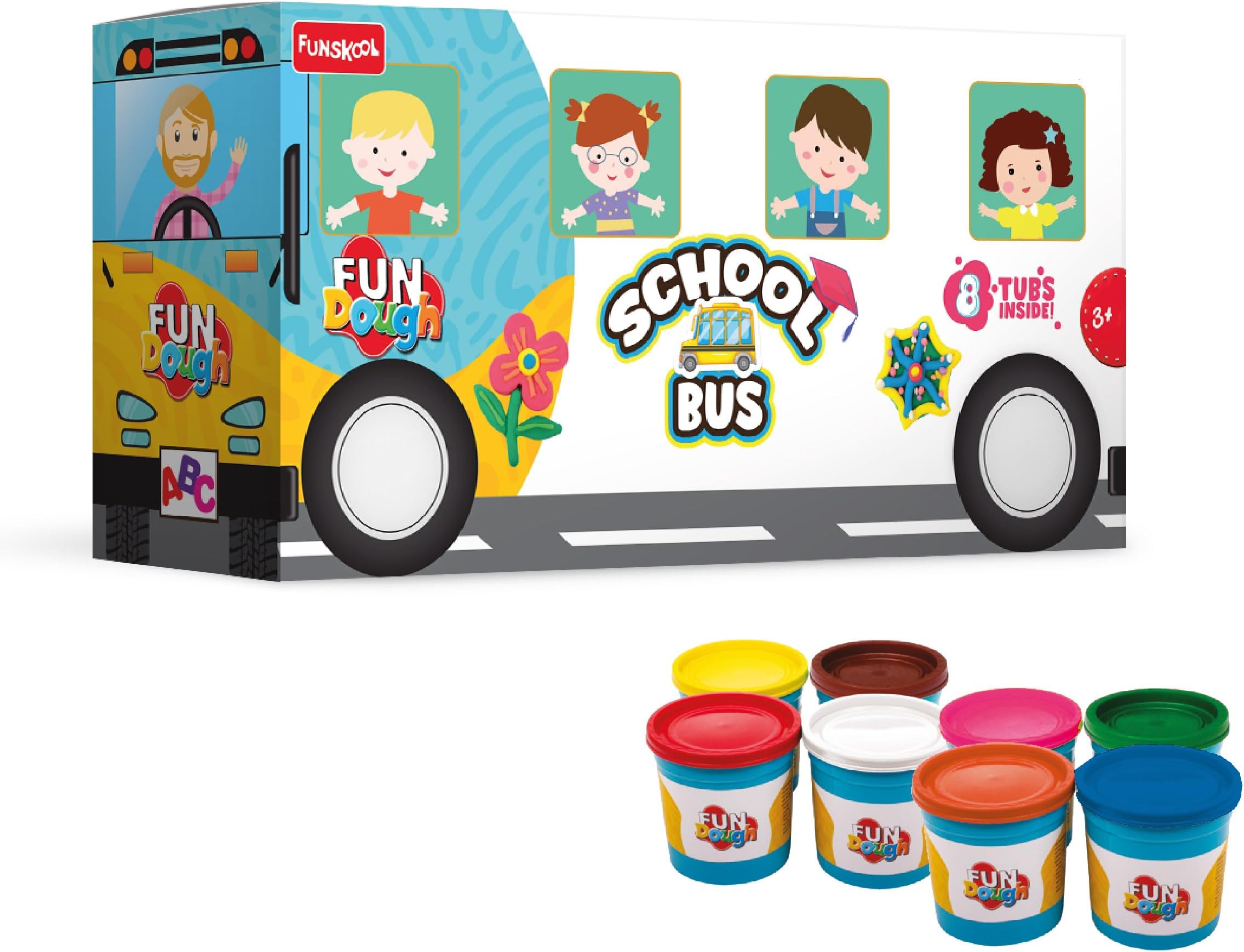 Funskool Fundough Playset School Bus, A for Children, Multicolour ...